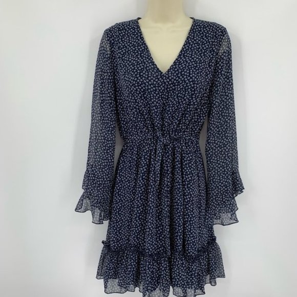Diane Von Furstenberg | Dresses | Dvf Harlene Rose Dots Navy Ruffle ...
